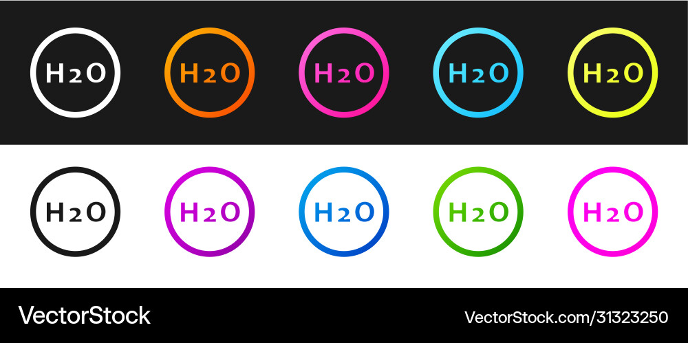 Set chemical formula for water drops h2o shaped Vector Image
