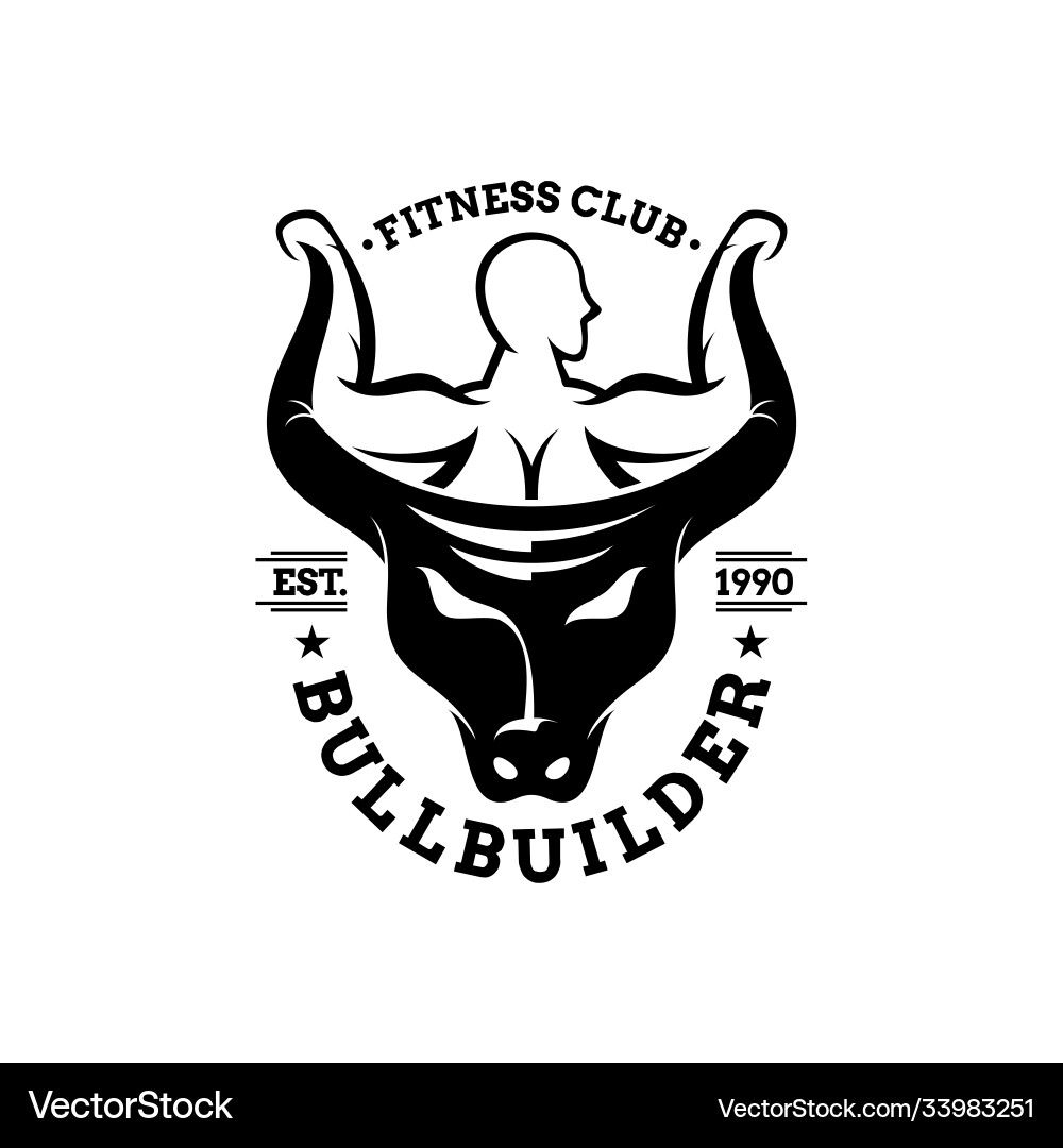 Vintage bull builder logo concept Royalty Free Vector Image