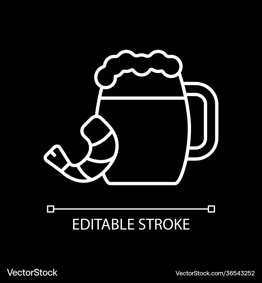 Beer with snack white linear icon for dark theme Vector Image