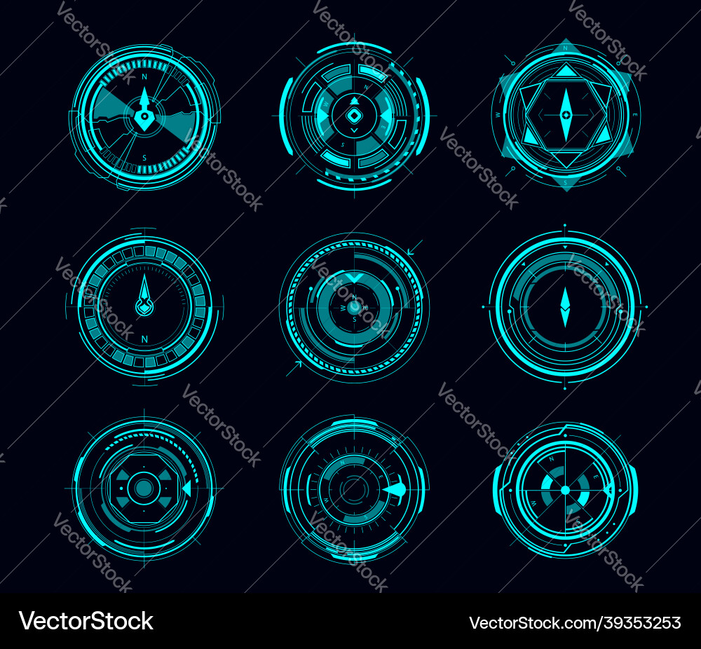 Hud compass aim control futuristic interface Vector Image