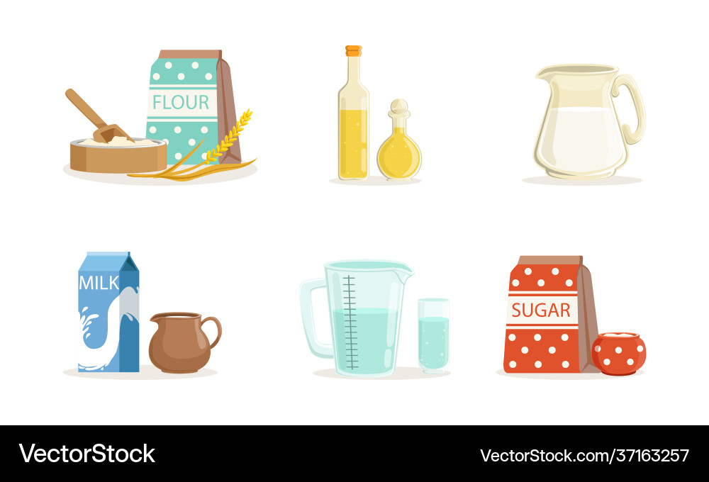Baking ingredients set bakery ingredients flour Vector Image