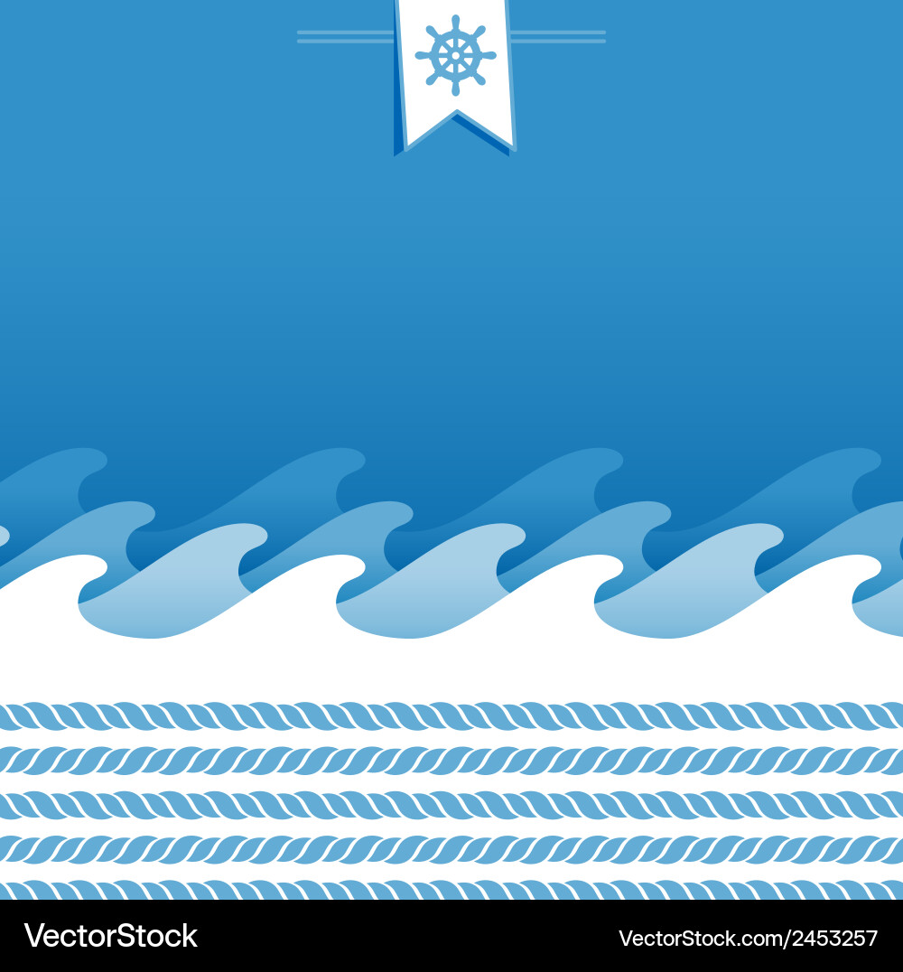 Marine background with sea wave and ropes Vector Image