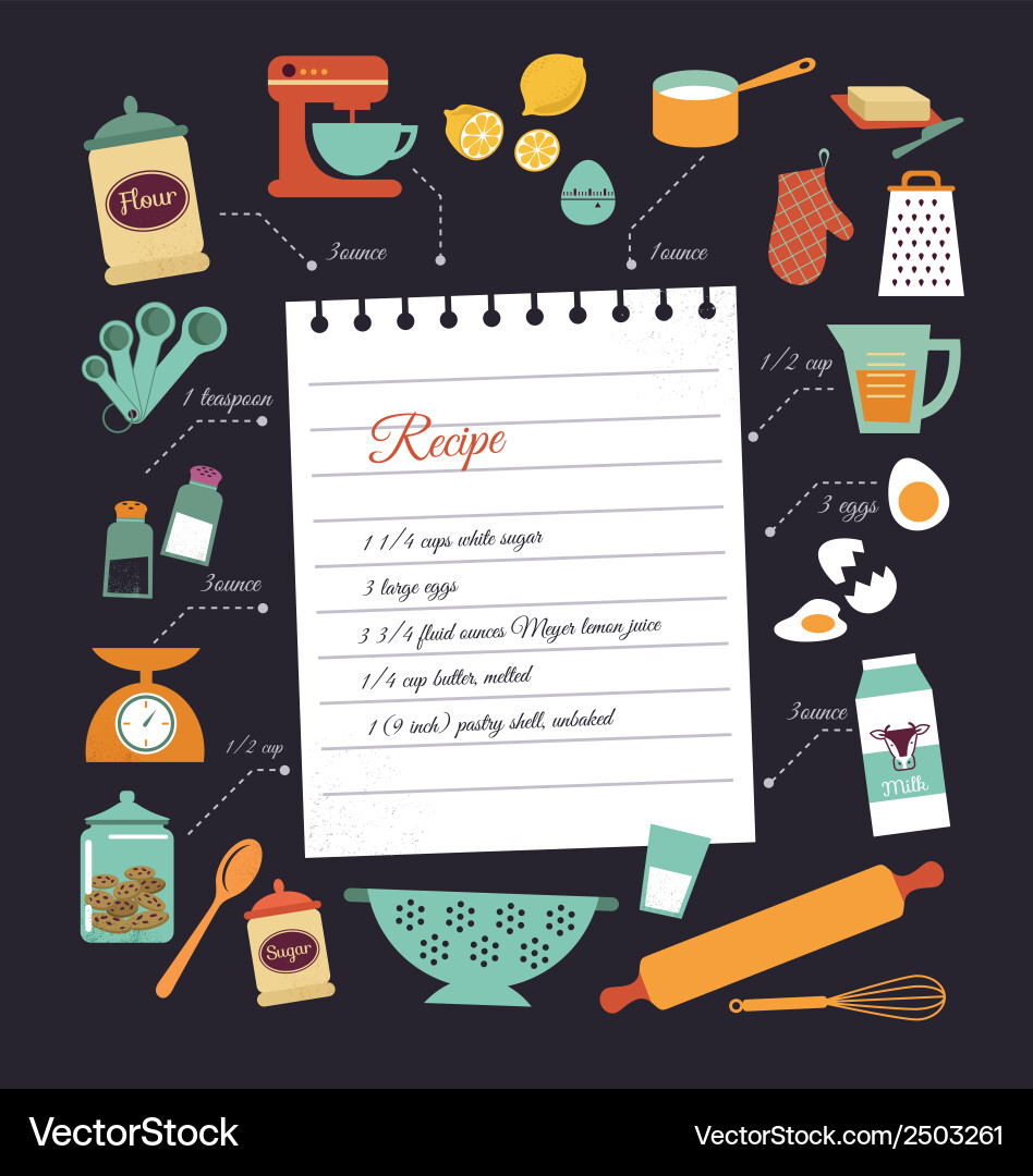 Chalkboard meal recipe template design Royalty Free Vector