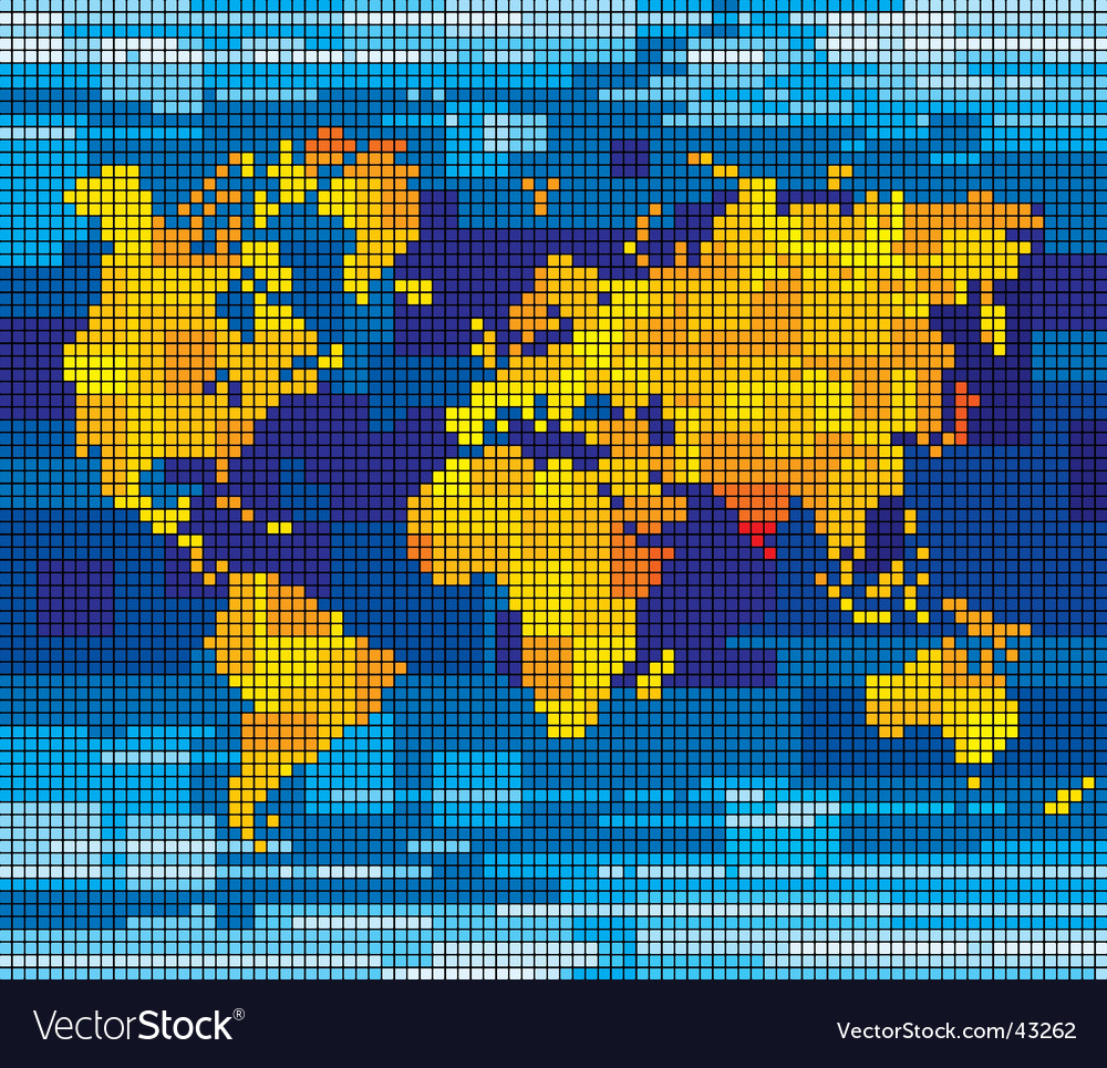 Pixel world map Royalty Free Vector Image - VectorStock Pixel world map Royalty Free Vector Image - VectorStock