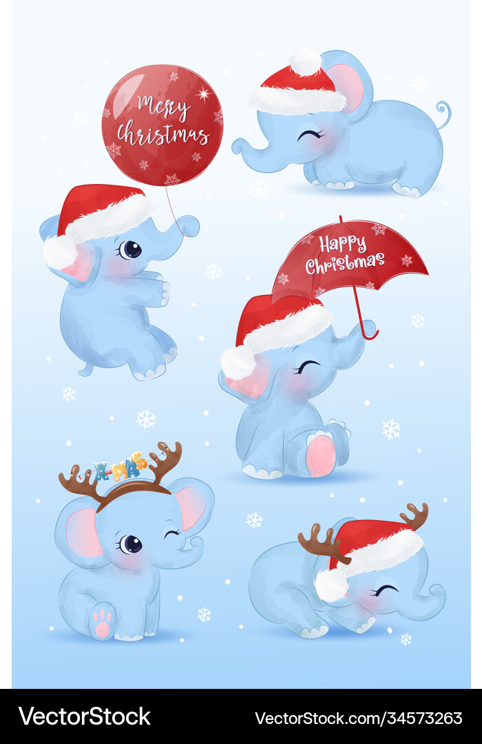 Christmas greeting card with cute animals Vector Image