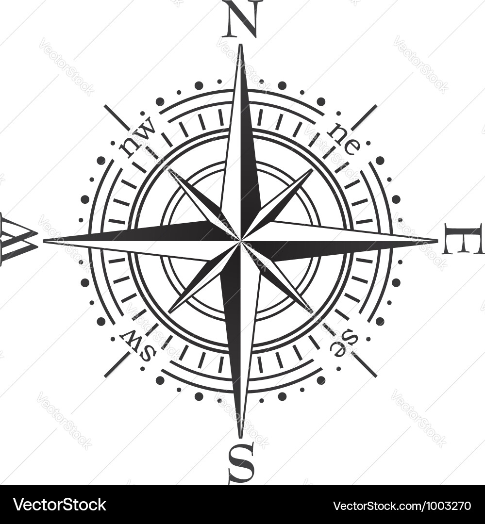 Black compass Royalty Free Vector Image - VectorStock