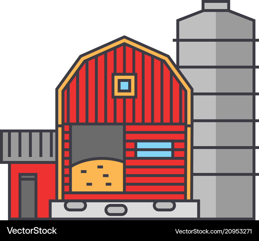 Farm line icon concept flat sign Royalty Free Vector Image