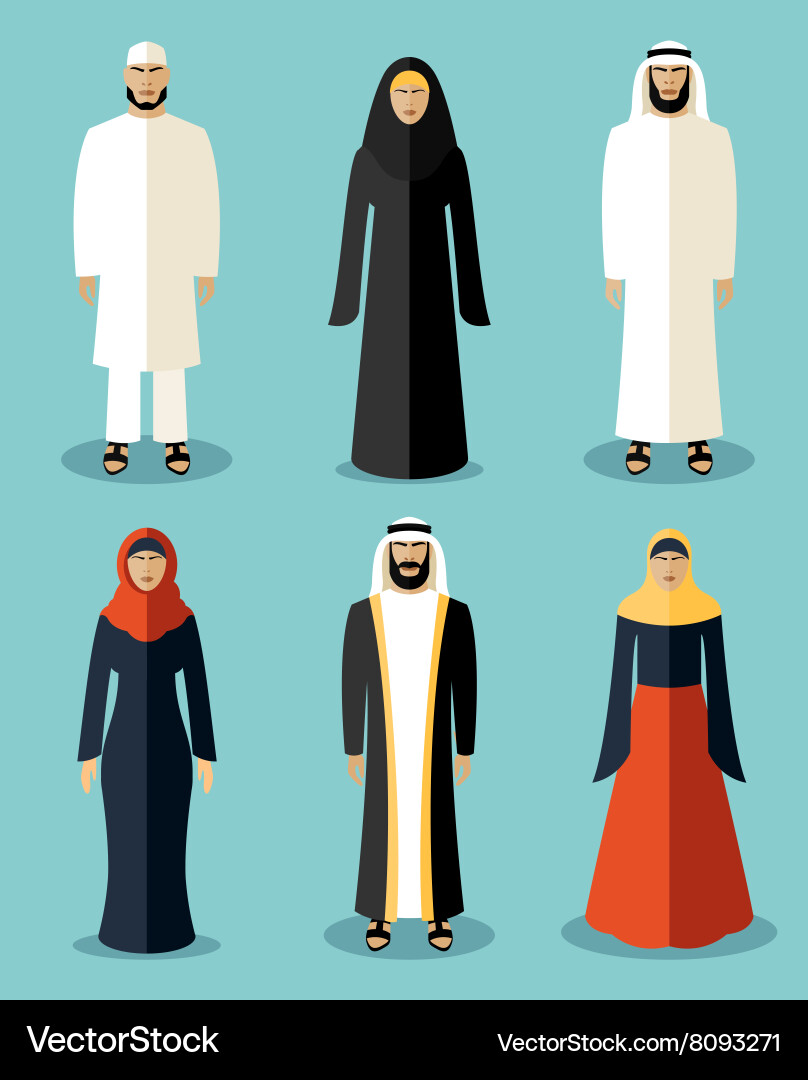 Muslim people flat icons Royalty Free Vector Image