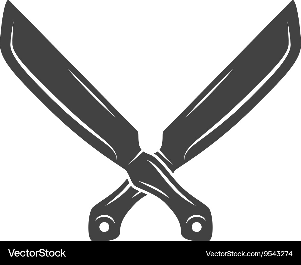 Two crossed knives Logo elements Black and white Vector Image