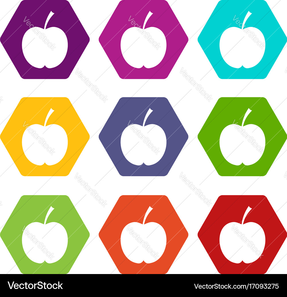 Checkered apple icon set color hexahedron Vector Image