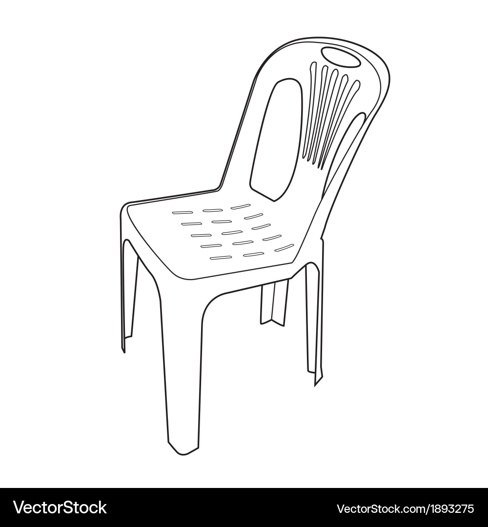 Plastic chair outline Royalty Free Vector Image