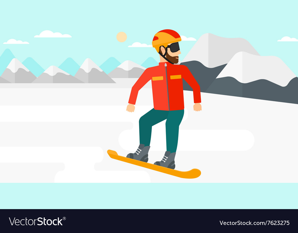 Young man snowboarding Royalty Free Vector Image