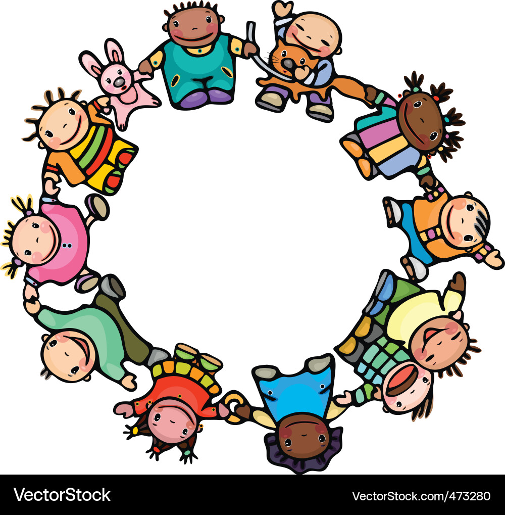 Circle of happy children Royalty Free Vector Image