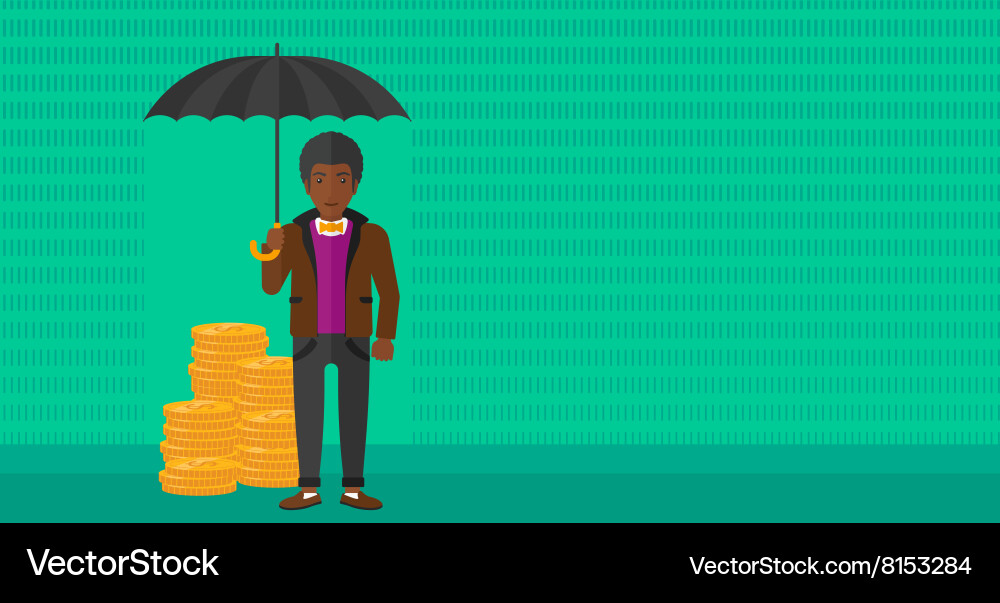 Man with umbrella protecting money Royalty Free Vector Image