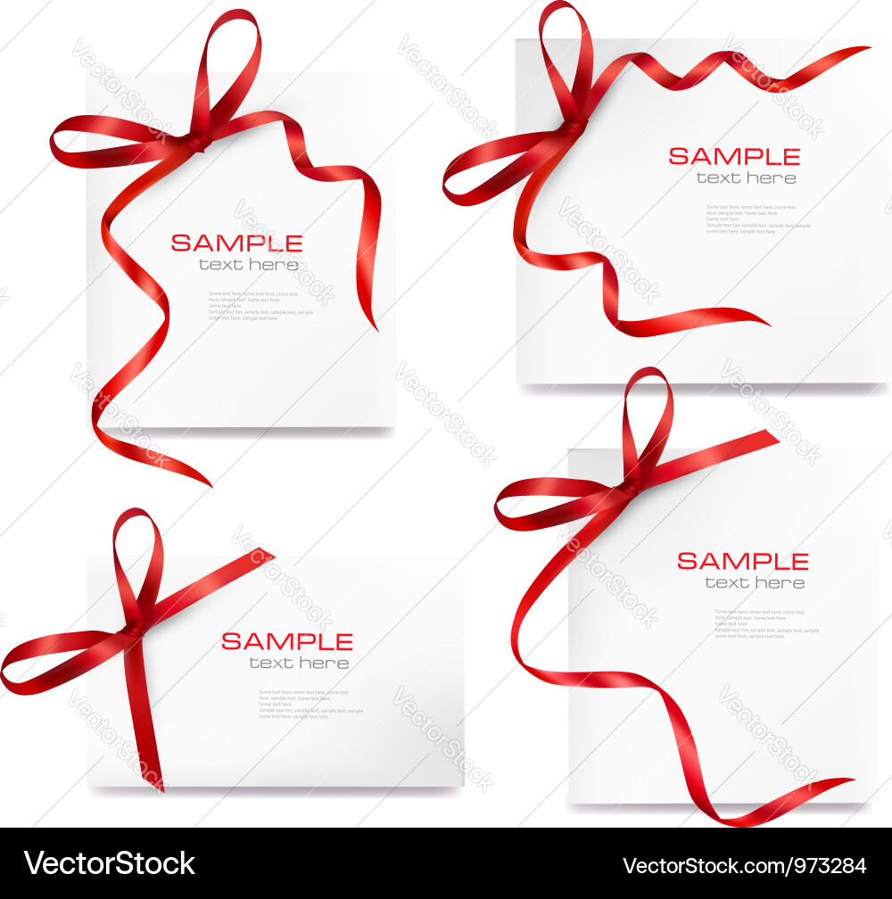 Set of cards with red bows Royalty Free Vector Image