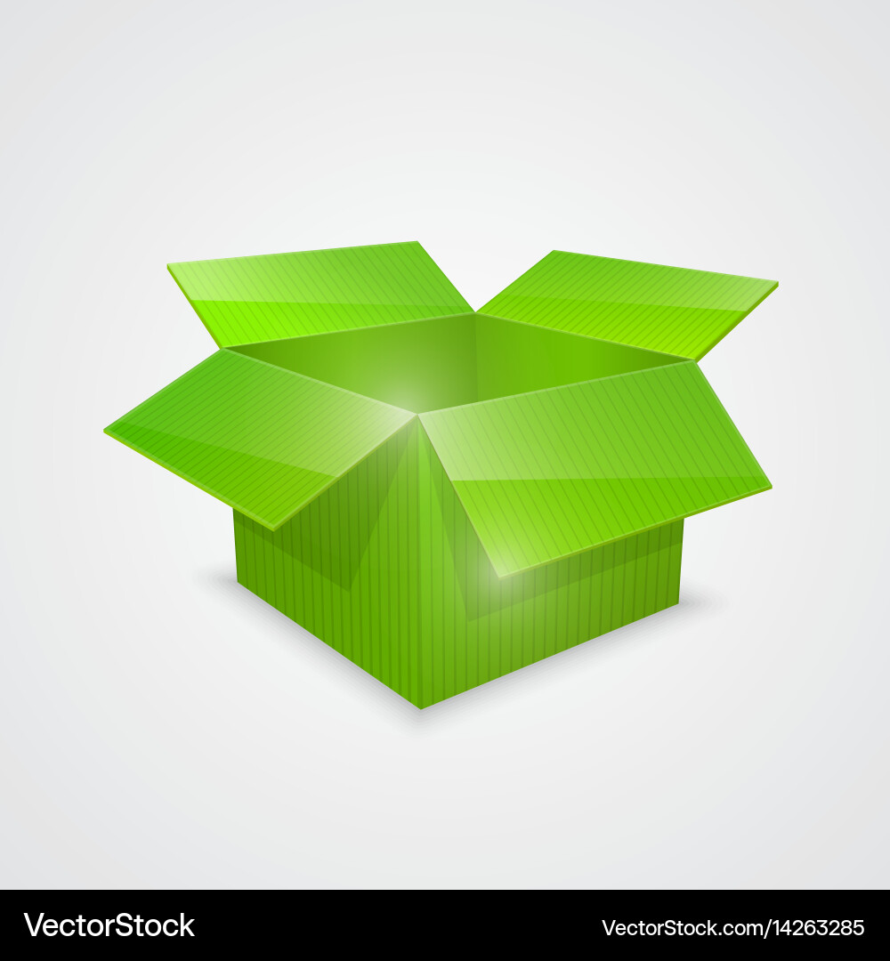 Color open box green Royalty Free Vector Image
