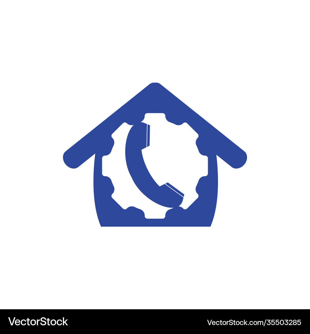 Gear phone call logo template design Royalty Free Vector