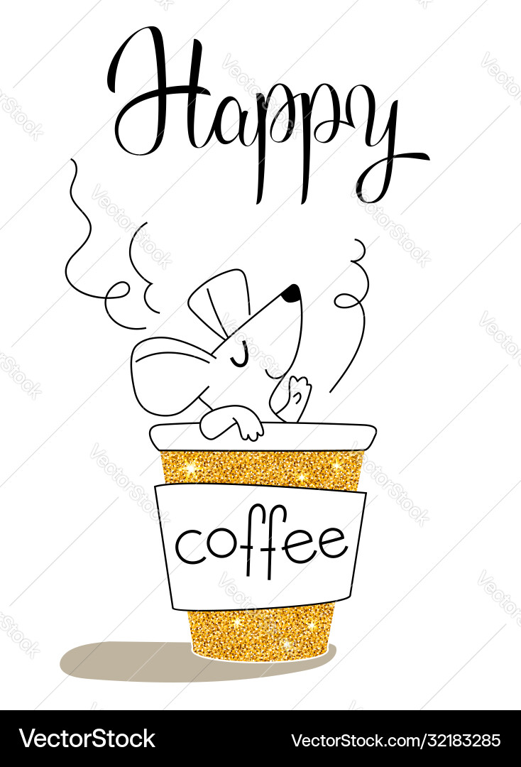Mouse in coffee cup Royalty Free Vector Image - VectorStock