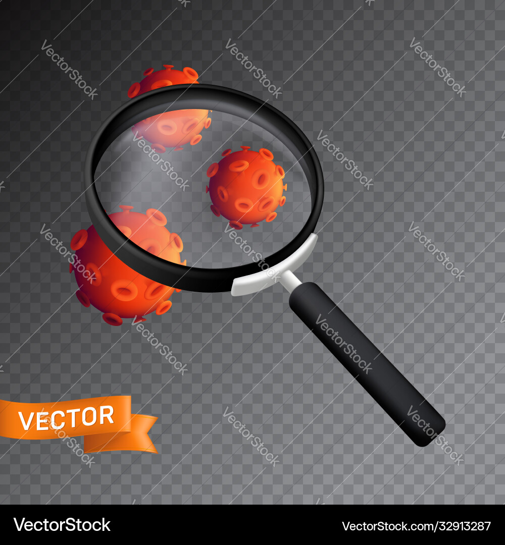 Bacteria or virus cells under magnifying Vector Image