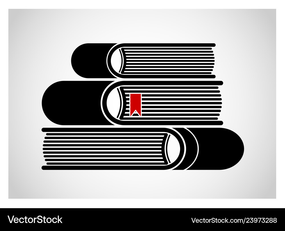 A stack of stacked books logo or emblem black Vector Image