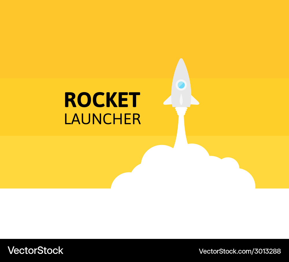 Yellow rocket and white cloud icon in flat style Vector Image