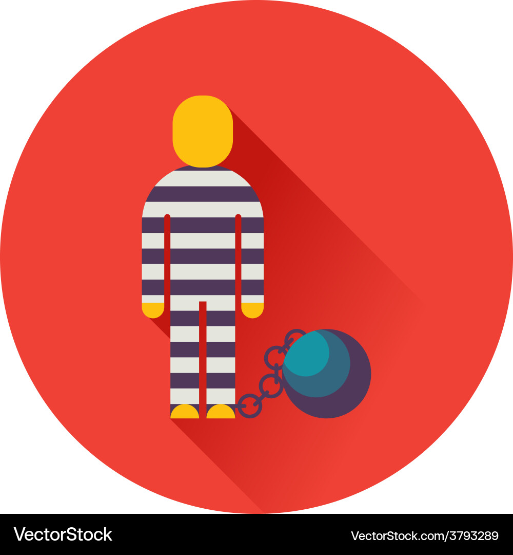 Prisoner with ball on chain icon Royalty Free Vector Image