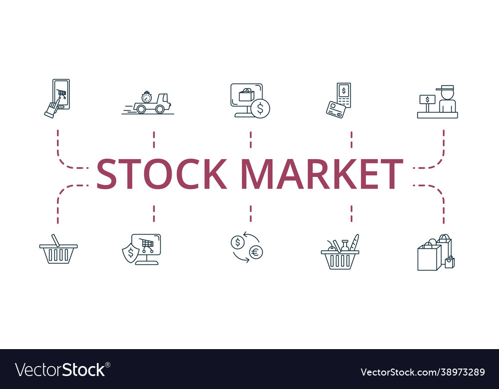 Stock market icon set contains editable icons Vector Image