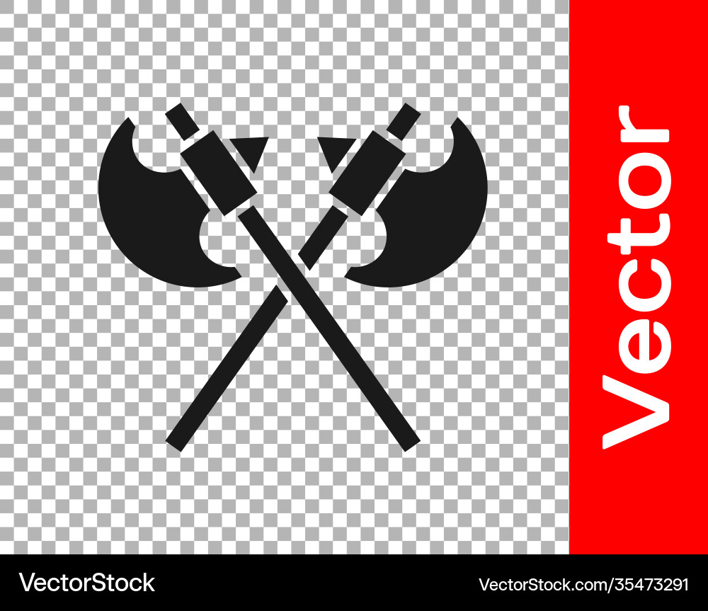 Black crossed medieval axes icon isolated Vector Image