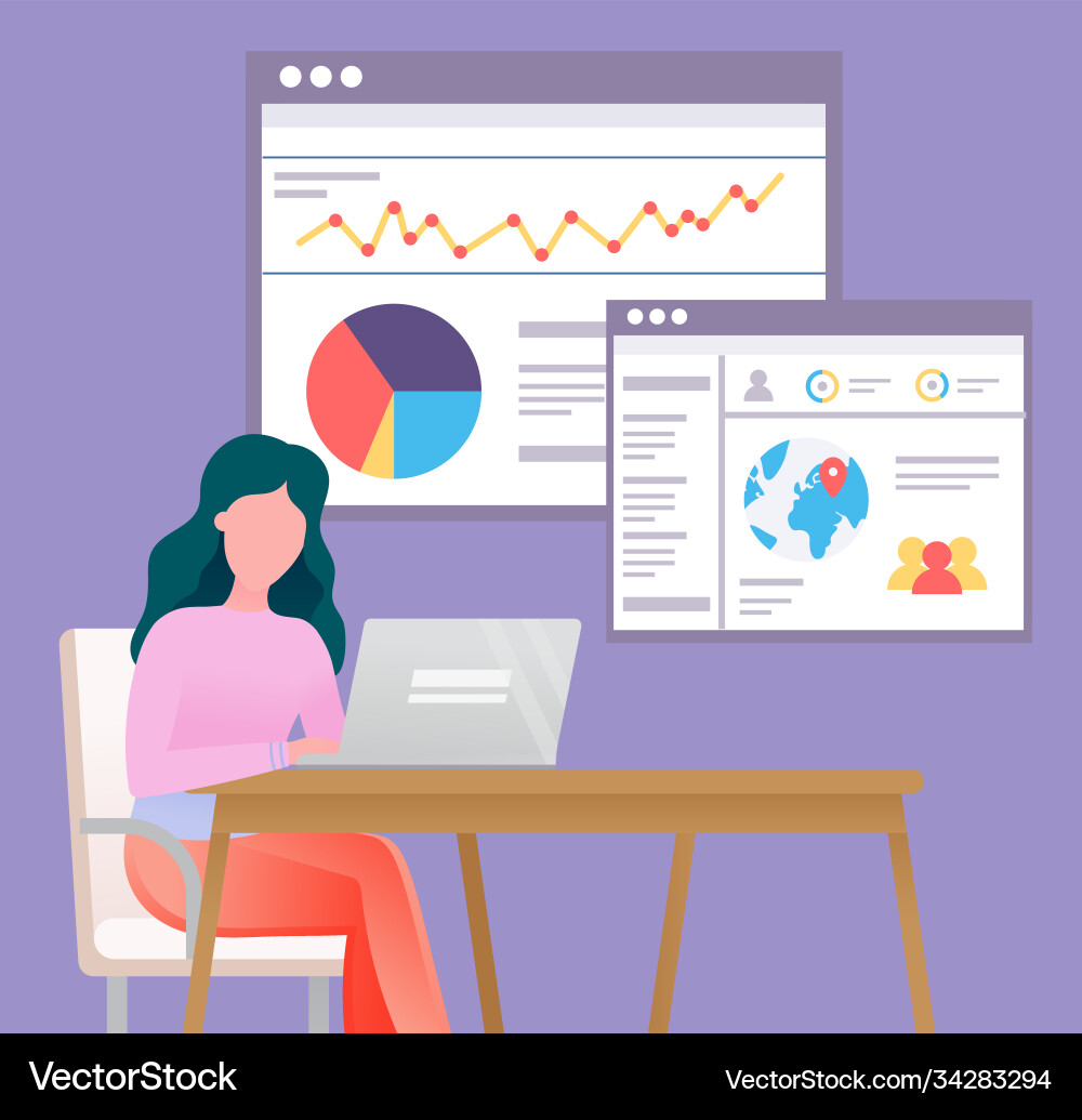 Professional working with website in pc Royalty Free Vector
