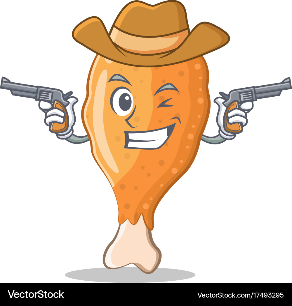 Cowboy fried chicken character cartoon Royalty Free Vector