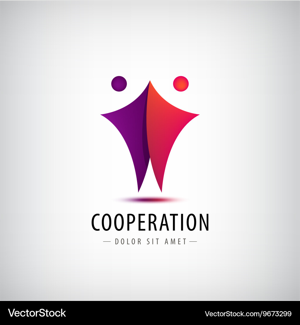 2 men logo team icon cooperation sign Royalty Free Vector