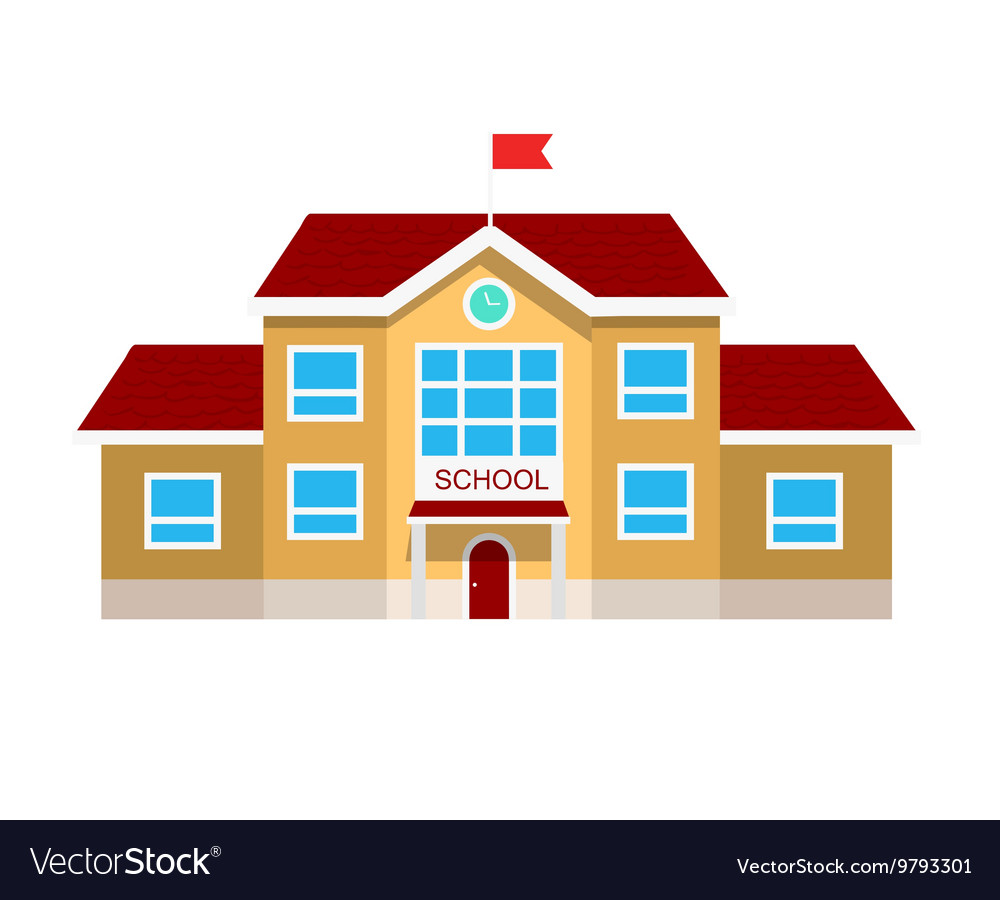 Flat of school building Royalty Free Vector Image