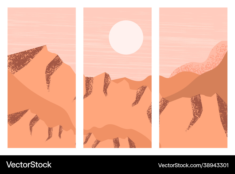 Set abstract mountain landscape poster Royalty Free Vector