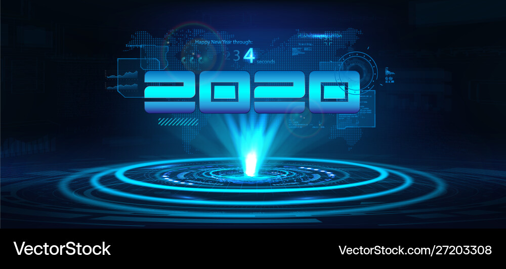 2020 technology banner happy new year concept Vector Image