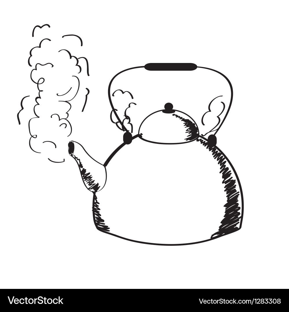 A boiling kettle and steam Royalty Free Vector Image
