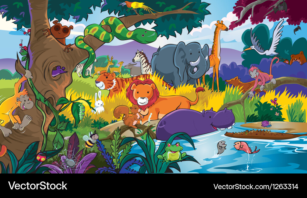 Animals and their habitats Royalty Free Vector Image