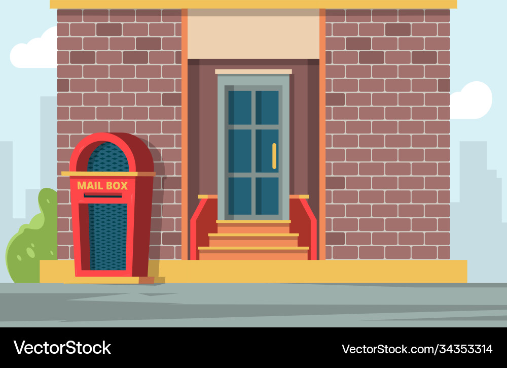 Post mail box urban landscape with mailbox near Vector Image