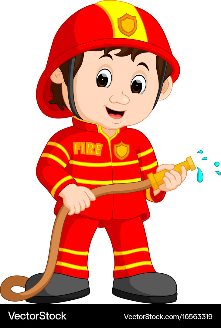 Cute fireman cartoon Royalty Free Vector Image