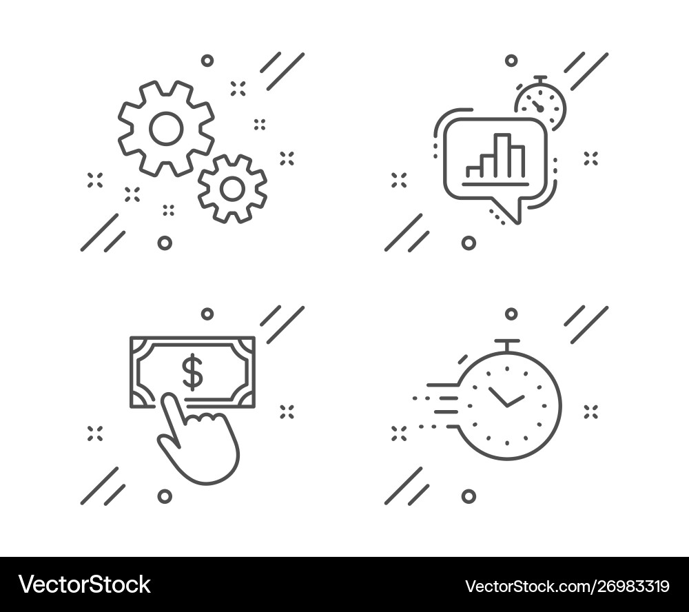 Payment click statistics timer and work icons set Vector Image