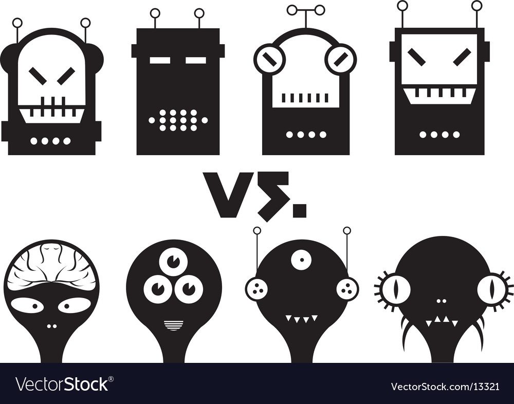 Robot vs alien Royalty Free Vector Image - VectorStock