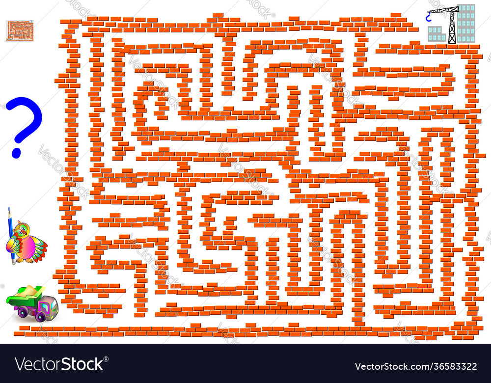 Logic puzzle game with labyrinth for children Vector Image