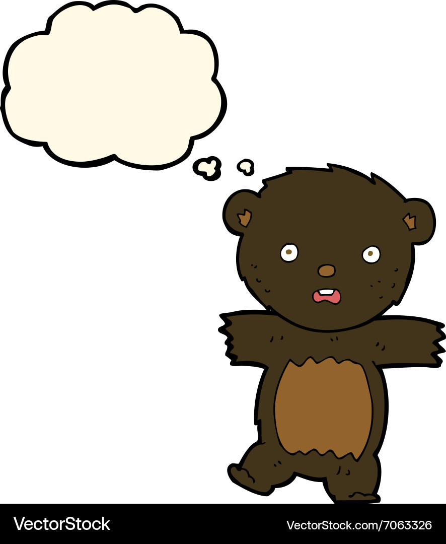 Cartoon shocked black bear cub with speech bubble Vector Image