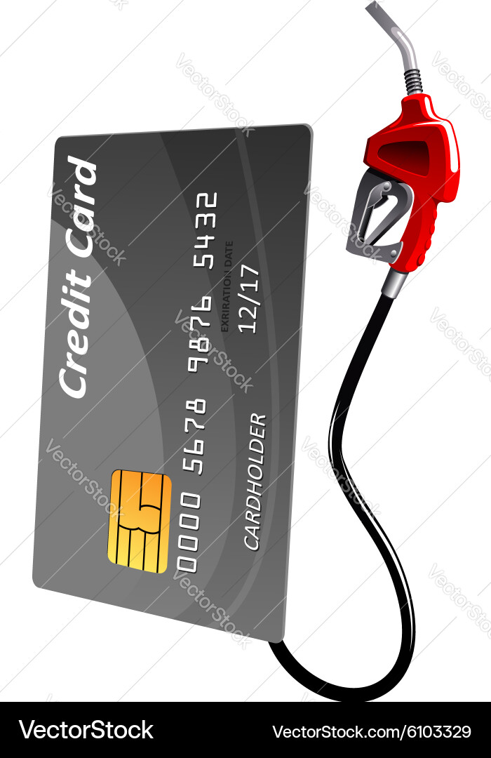Credit card with gas pump nozzle Royalty Free Vector Image