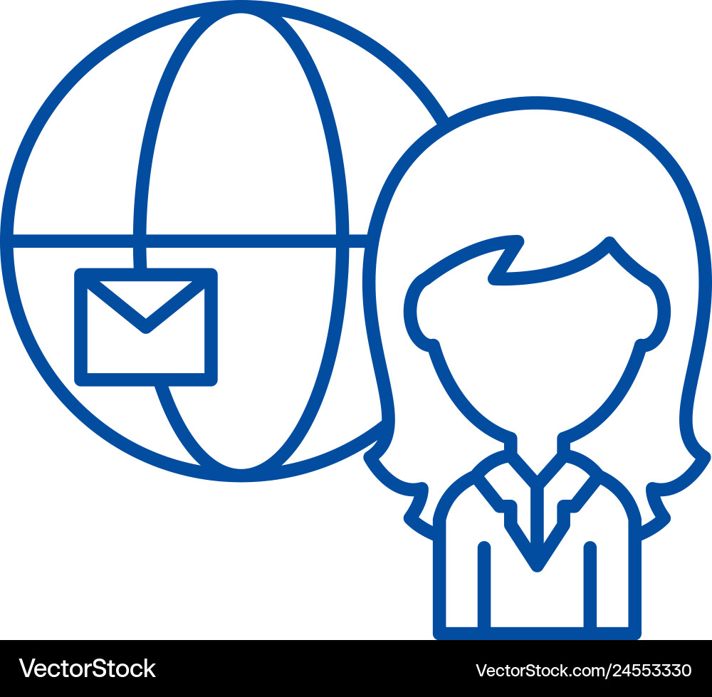 Global mail line icon concept mail flat Royalty Free Vector