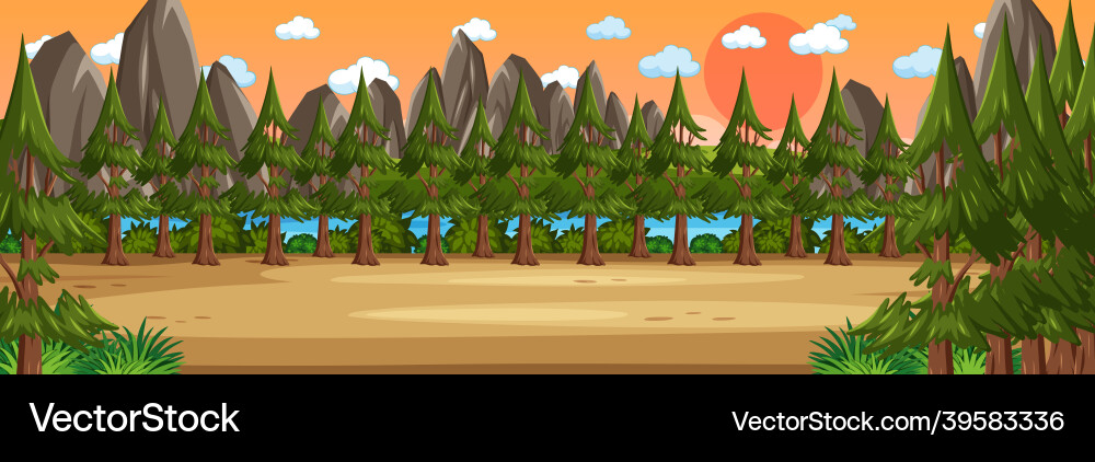 Panorama landscape scene at sunset time with many Vector Image