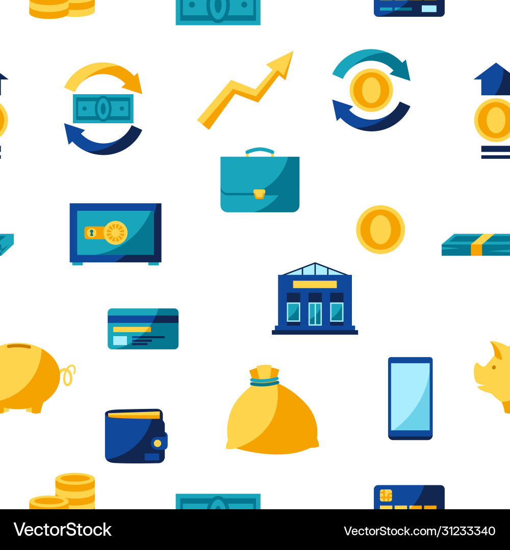 Banking seamless pattern with money icons Vector Image