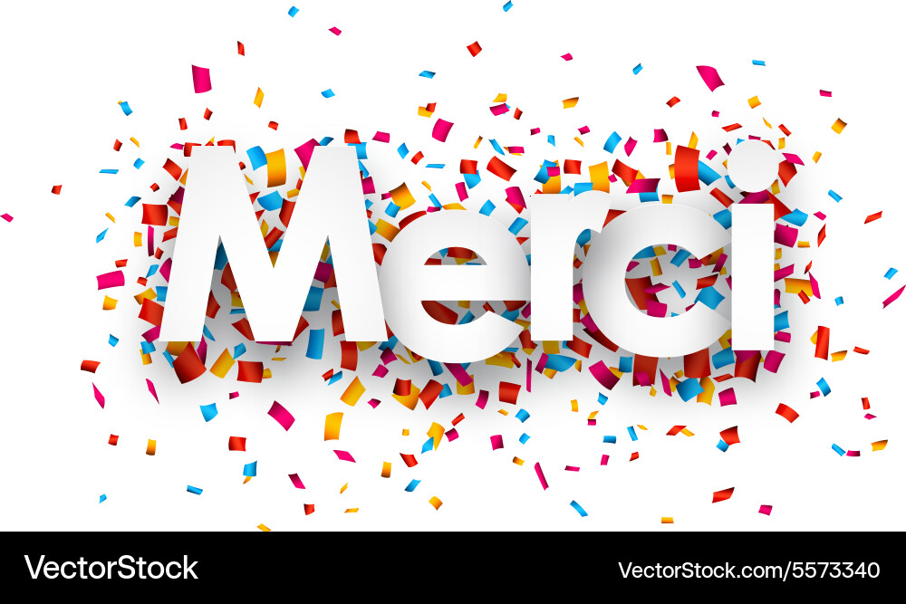 Paper merci confetti sign Royalty Free Vector Image