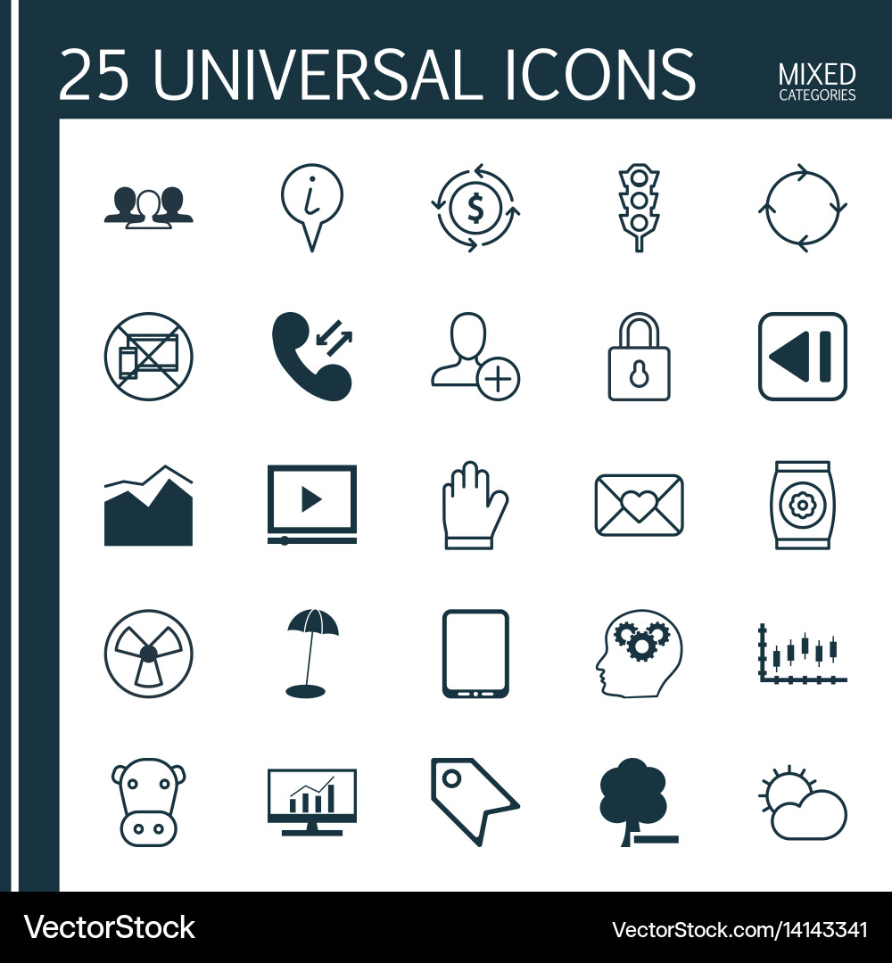 Set of 25 universal editable icons can be used Royalty Free Vector ...