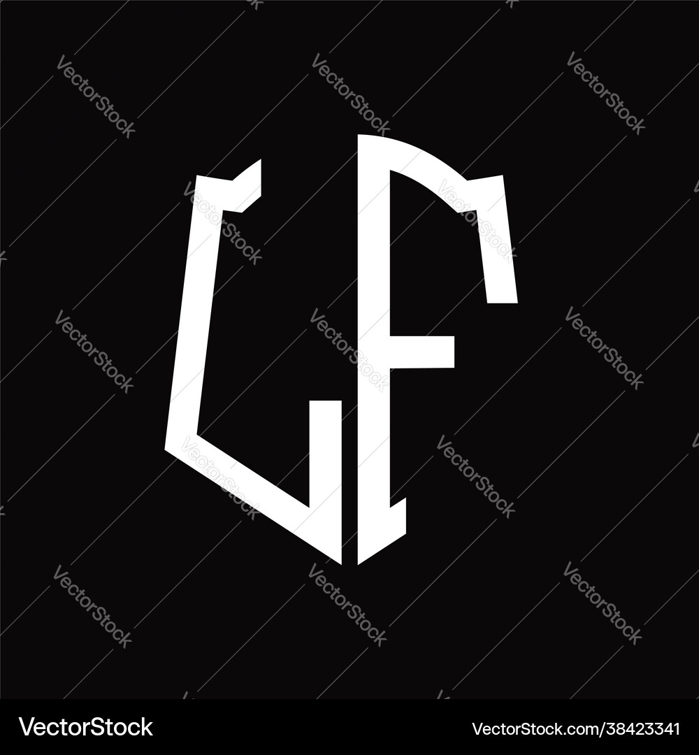 Lf logo monogram with shield shape ribbon design Vector Image