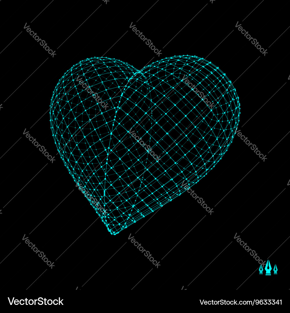Love heart symbol Design element 3d grid Vector Image